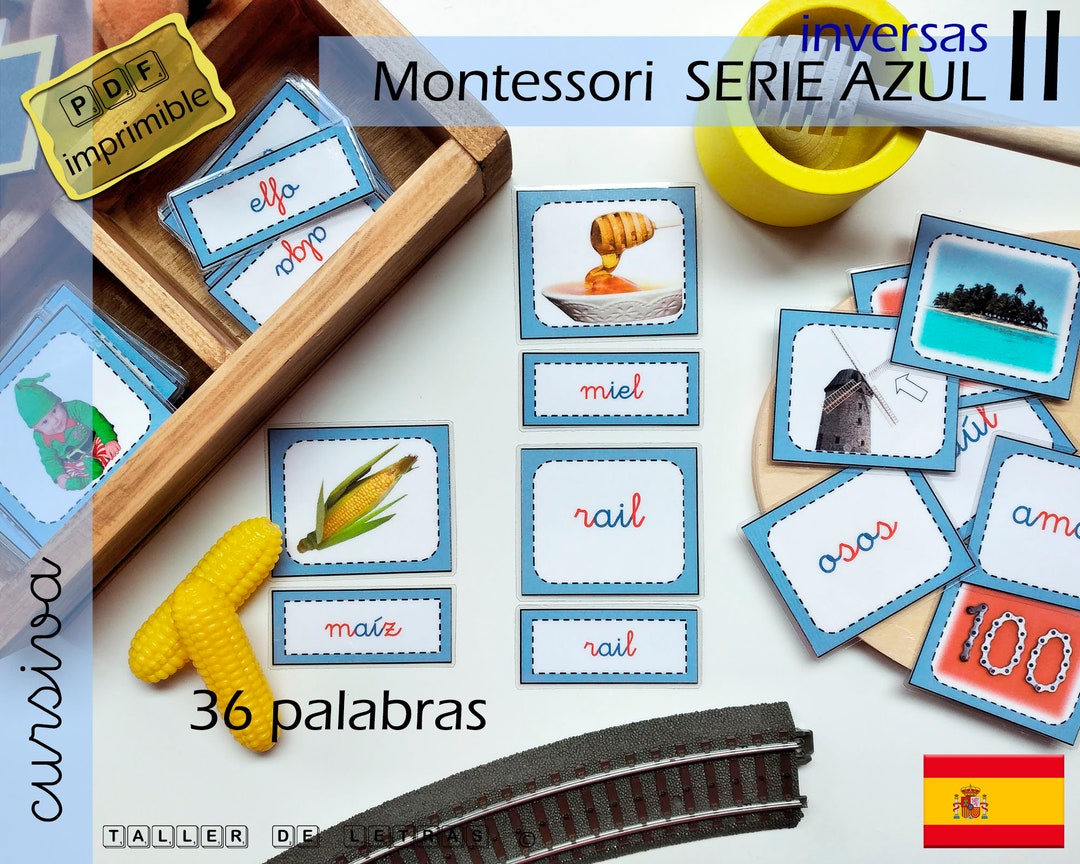 Tarjetas Serie Azul II Montessori En Español, Sílabas Inversas ...