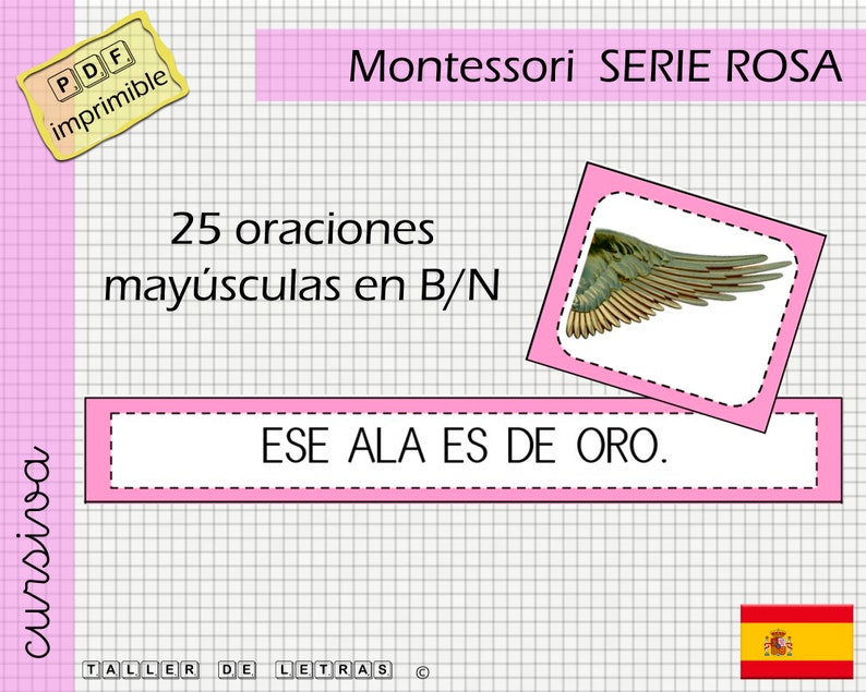 Spanish Montessori Pink Series Sentences, Learning to Read (digital ...