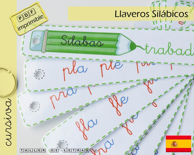 Spanish Syllable Flashcards, Cursive Learning Game (digital Download ...