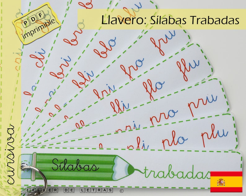 Spanish Syllable Flashcards, Cursive Learning Game (digital Download ...