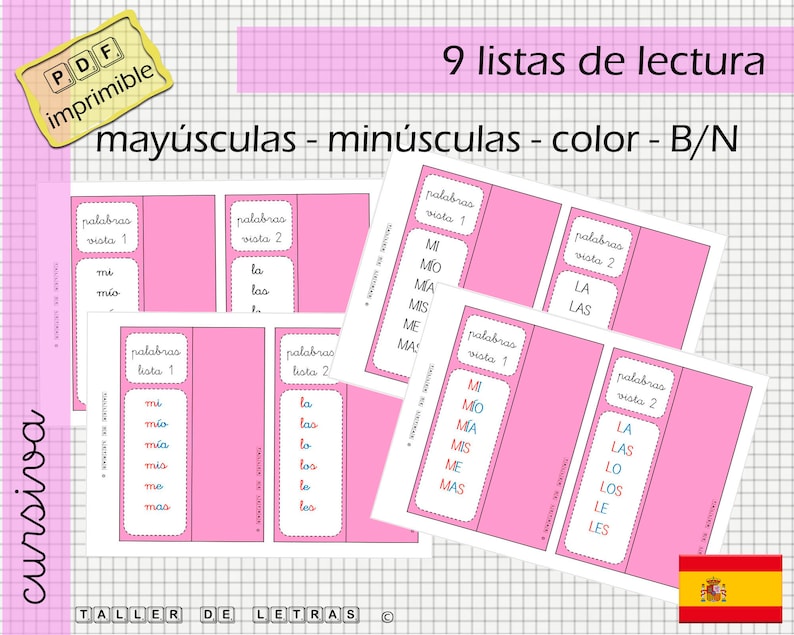 Spanish Montessori Pink Series Reading Lists (digital Download) - Etsy