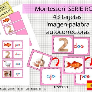 Tarjetas Serie Rosa Montessori En Español, Palabras CVC - CVV - VCC ...