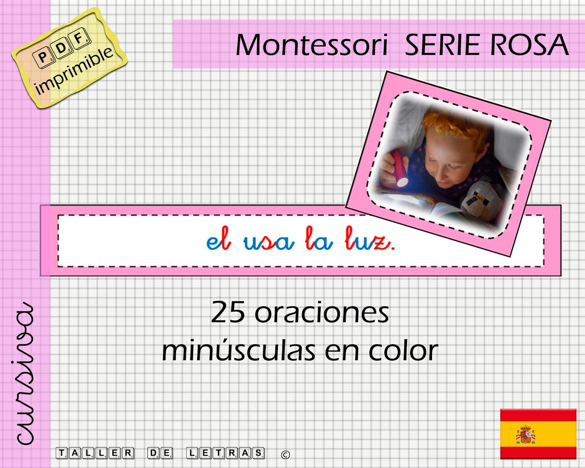 Spanish Montessori Pink Series Sentences, Learning to Read (digital ...