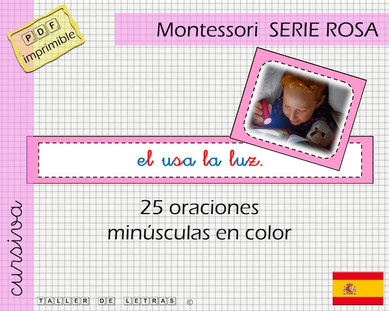 Oraciones Serie Rosa Montessori En Español, Tarjetas Oraciones Serie ...