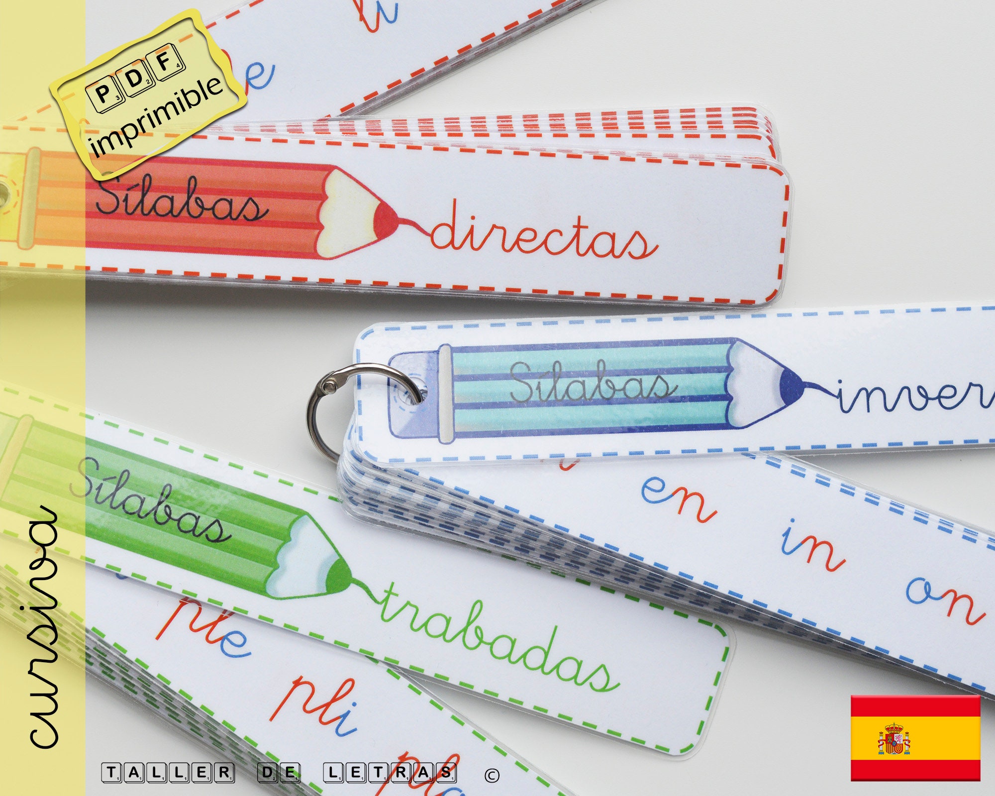 Spanish Syllable Flashcards, Cursive Learning Game (digital Download ...