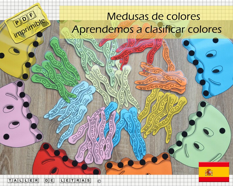 Jellyfish Color Matching Game in Spanish, Spanish Color Matching ...