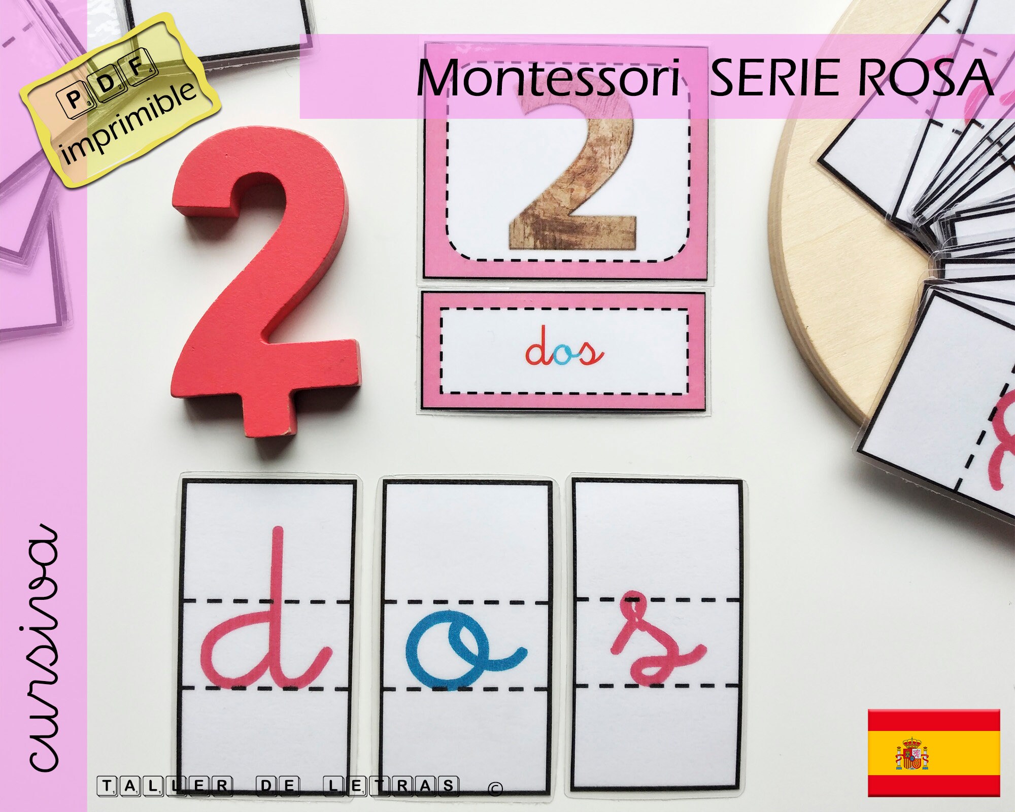 Tarjetas Serie Rosa Montessori en español, Palabras CVC CVV VCC ...