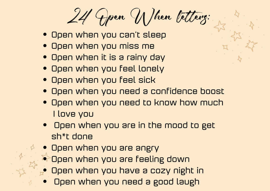 24 Printable Set of Open When Letters Anniversary Gift - Etsy