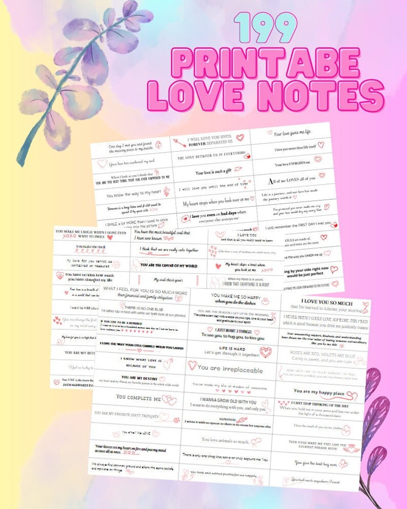 199 Printable Love Notes: Perfect Valentine's Day, Anniversary, Long ...