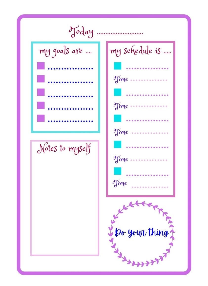 Printable Colourful Daily Planner - Etsy