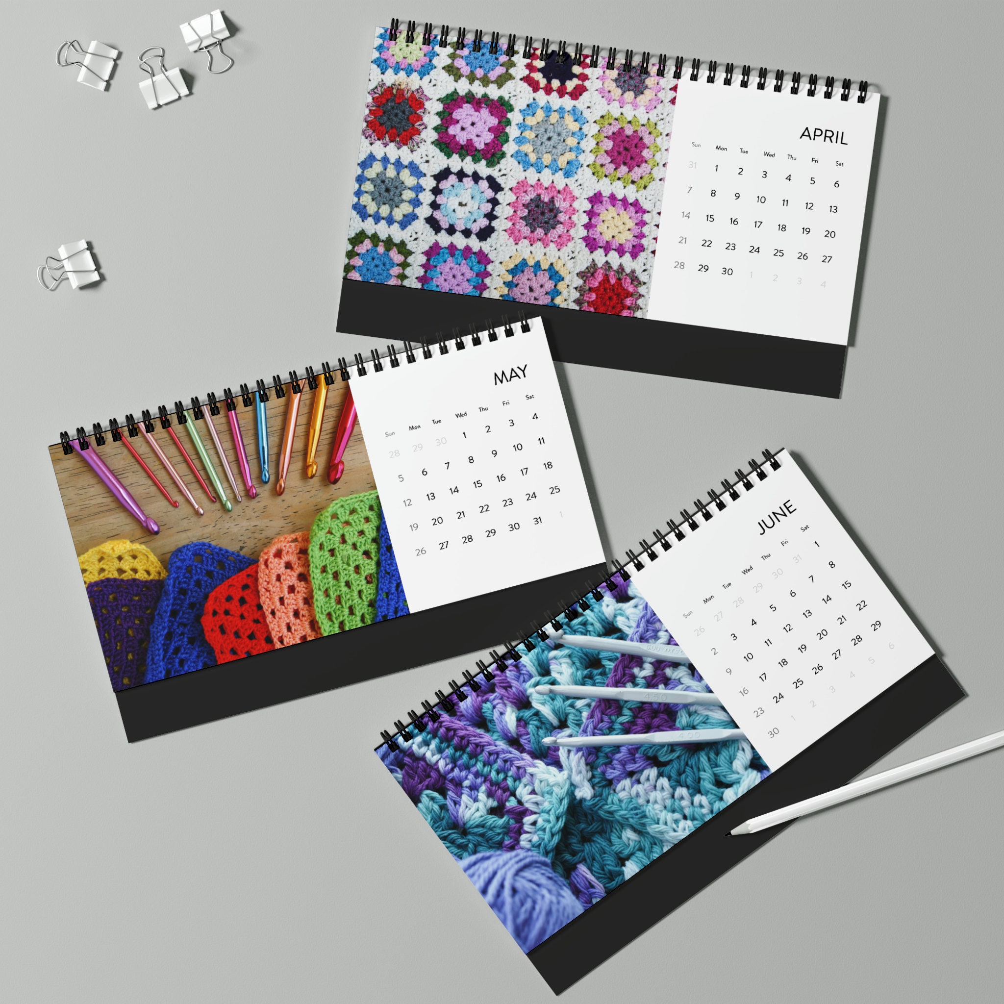 2024 Crochet Granny Squares Desk Calendar, Crochet Calendar, Crochet ...