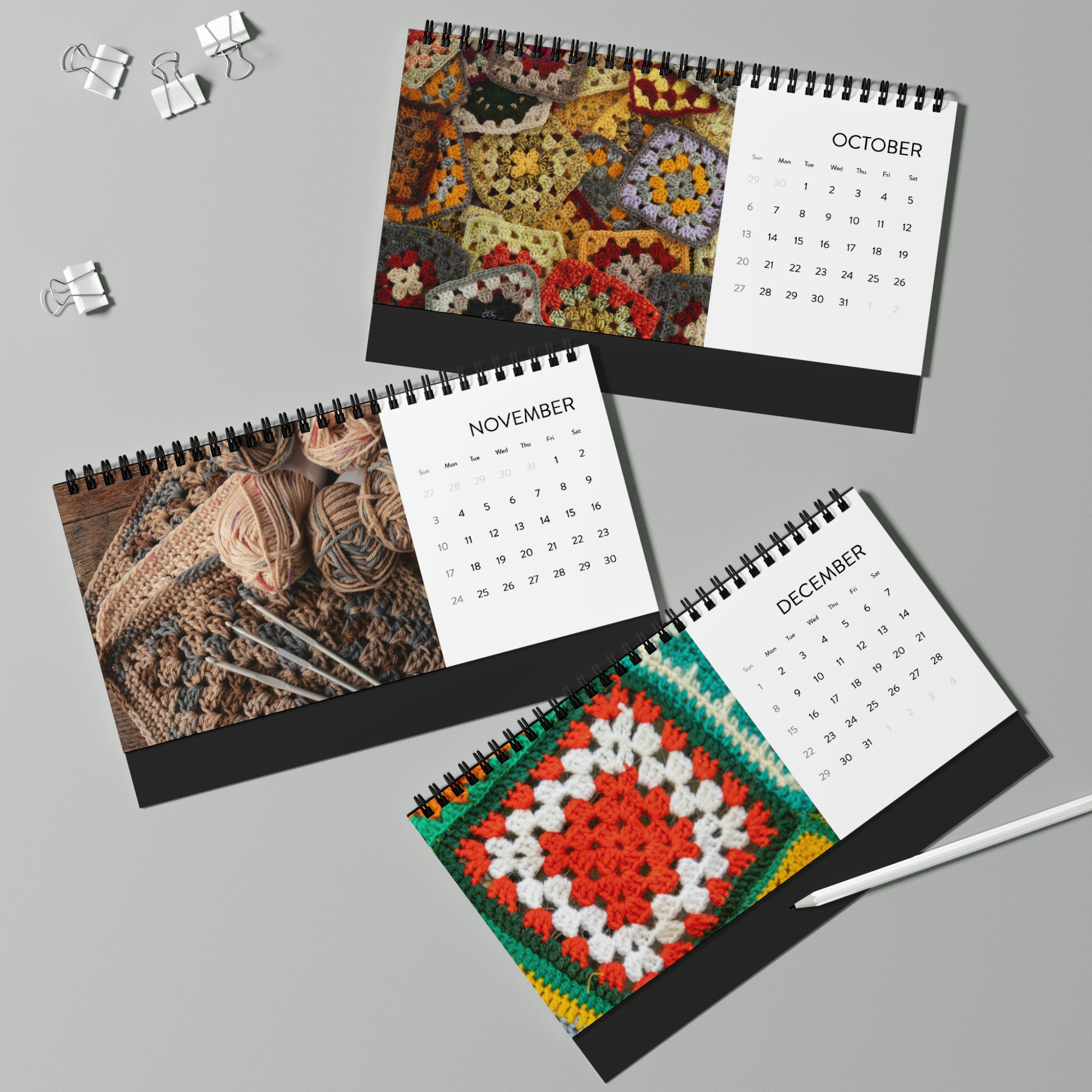 2024 Crochet Granny Squares Desk Calendar, Crochet Calendar, Crochet ...