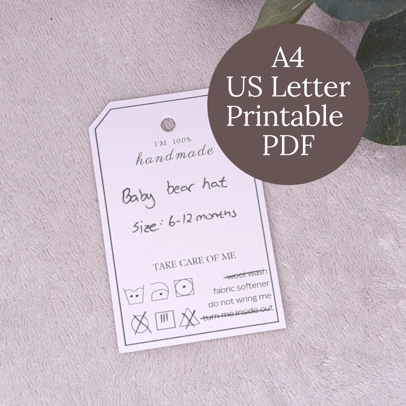 Printable Tag Washing Instructions, Handmade Products, Knit, Crochet ...
