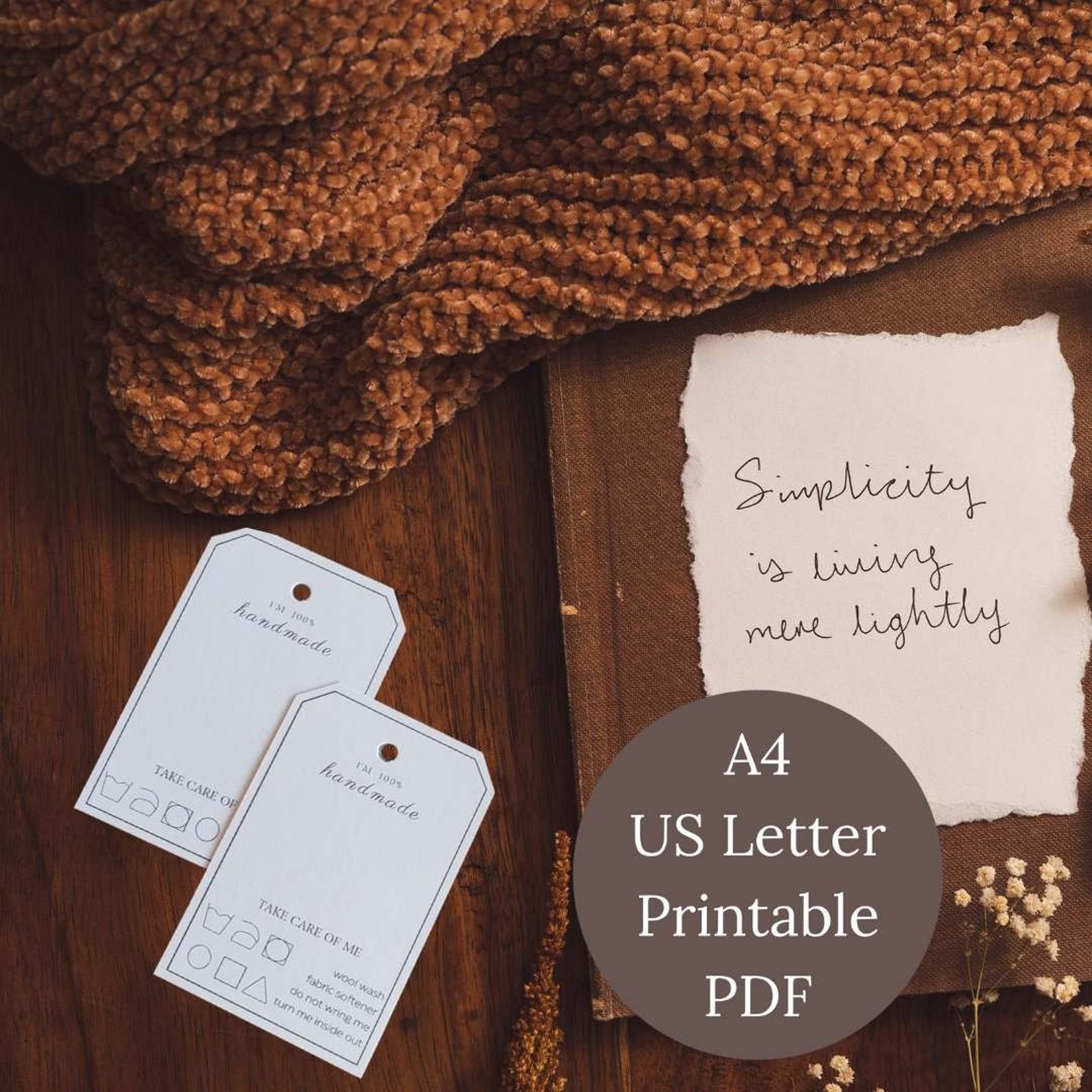 Printable Hang Tag Handmade Products Knit, Crochet, Sew A4 & US Letter ...