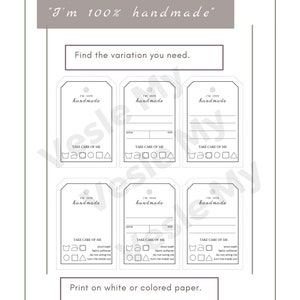 Printable Hang Tag Handmade Products Knit Crochet Sew - Etsy