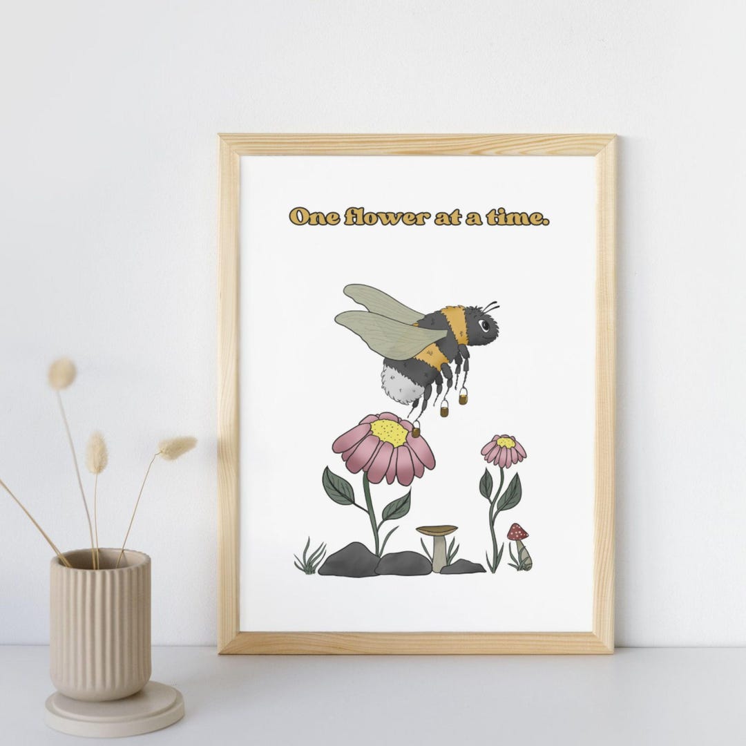 Bumblebee Poster – Hand-drawn Motivational Art, Nursery & Office ...