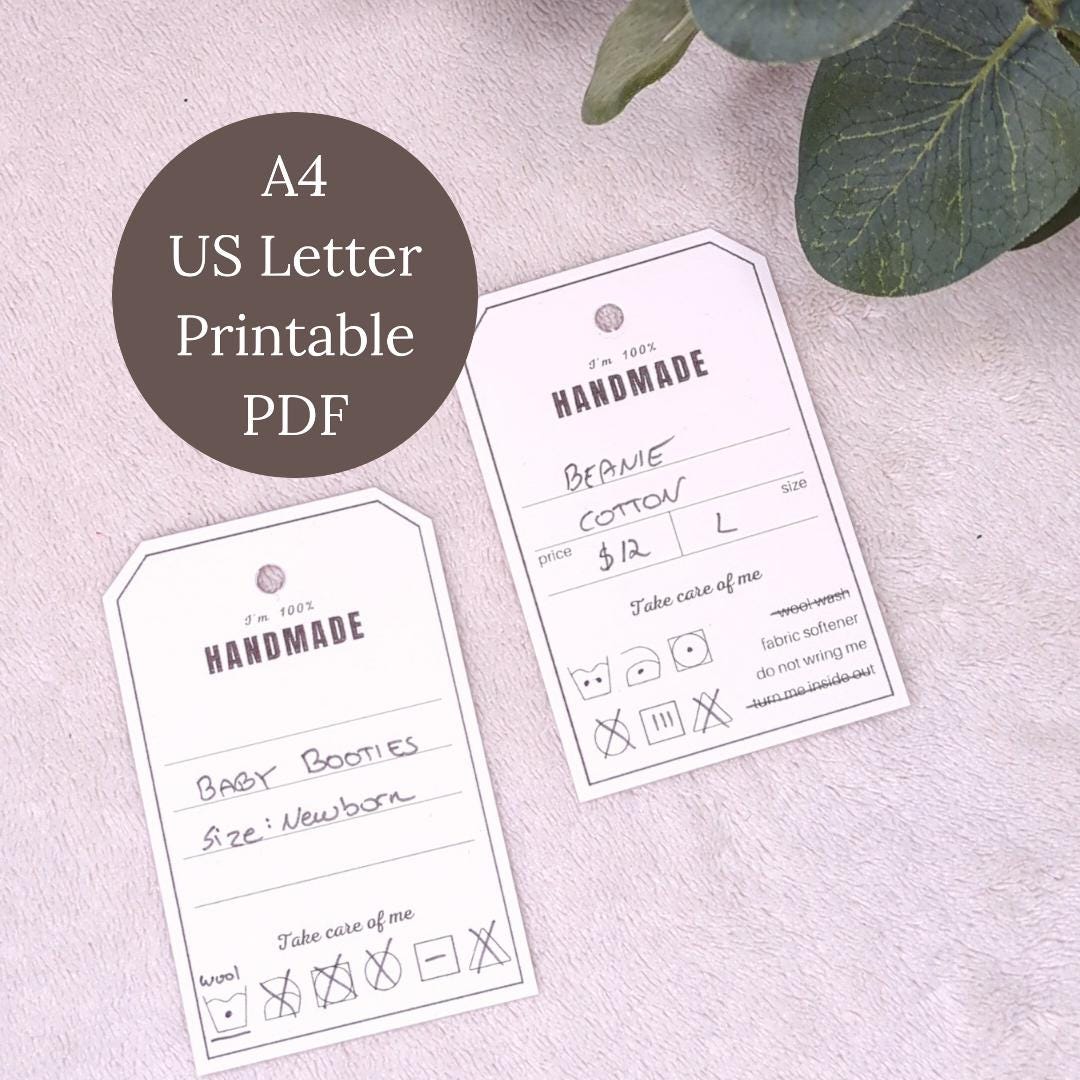 Printable Tag Washing Instructions, Handmade Products, Knit, Crochet ...