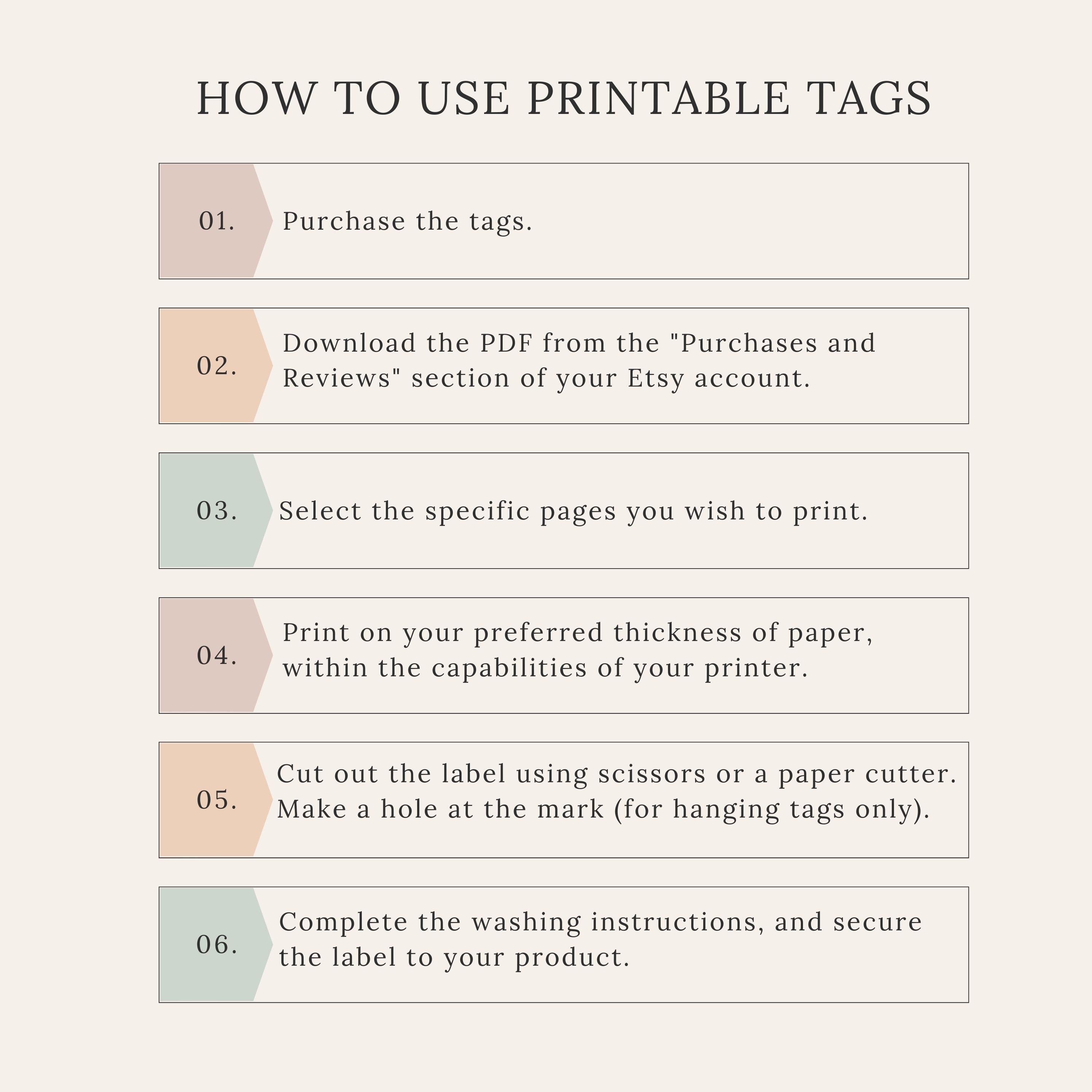 Printable Tag Washing Instructions, Handmade Products, Knit, Crochet ...