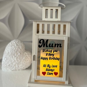 Stained Glass Effect Personalised Lantern Gift, Birthday, Thank You ...