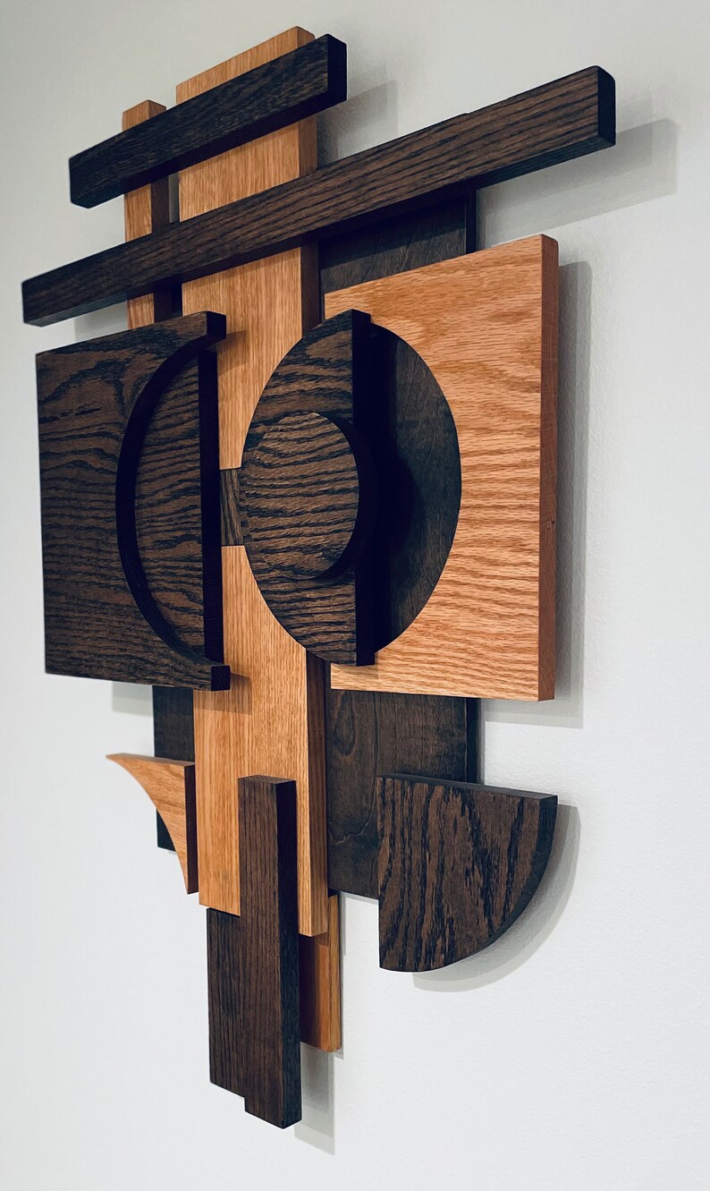 Abstract Geometric Wood Wall Sculpture, Modern 3D Wall Art, One-of-a ...