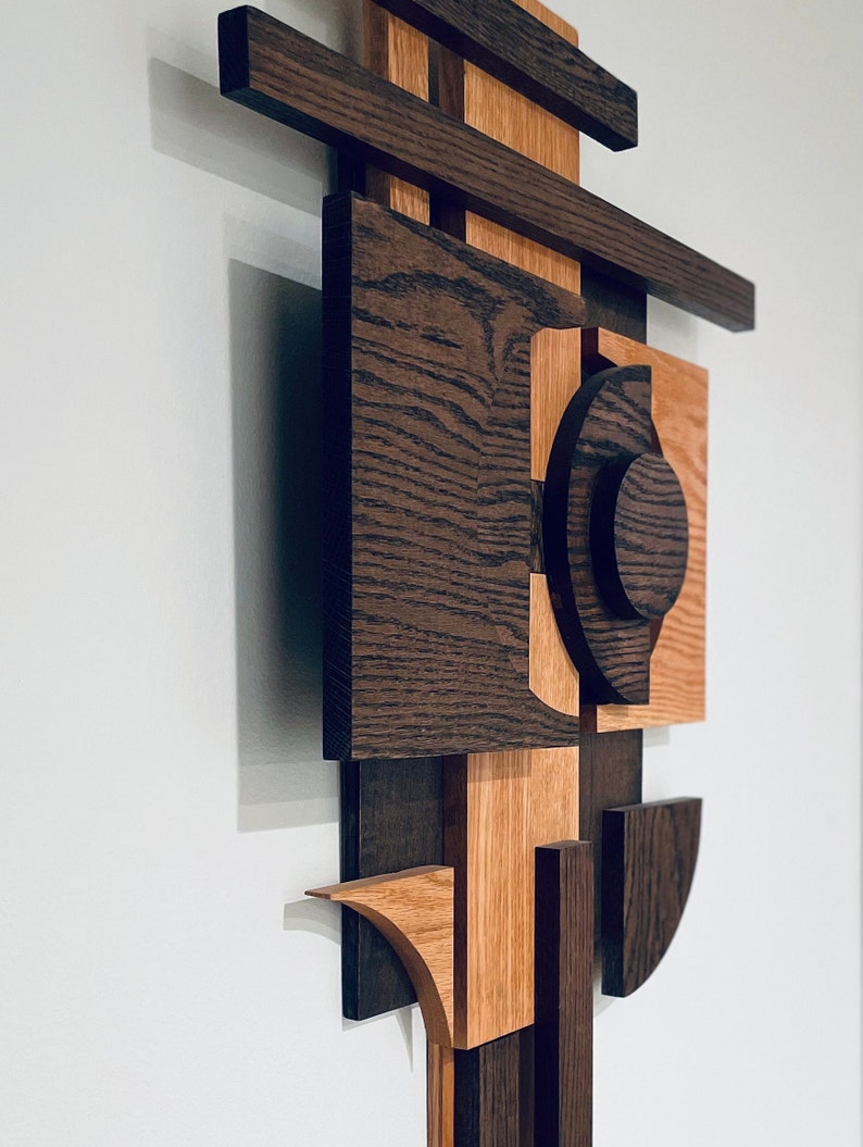 Abstract Geometric Wood Wall Sculpture, Modern 3D Wall Art, One-of-a ...