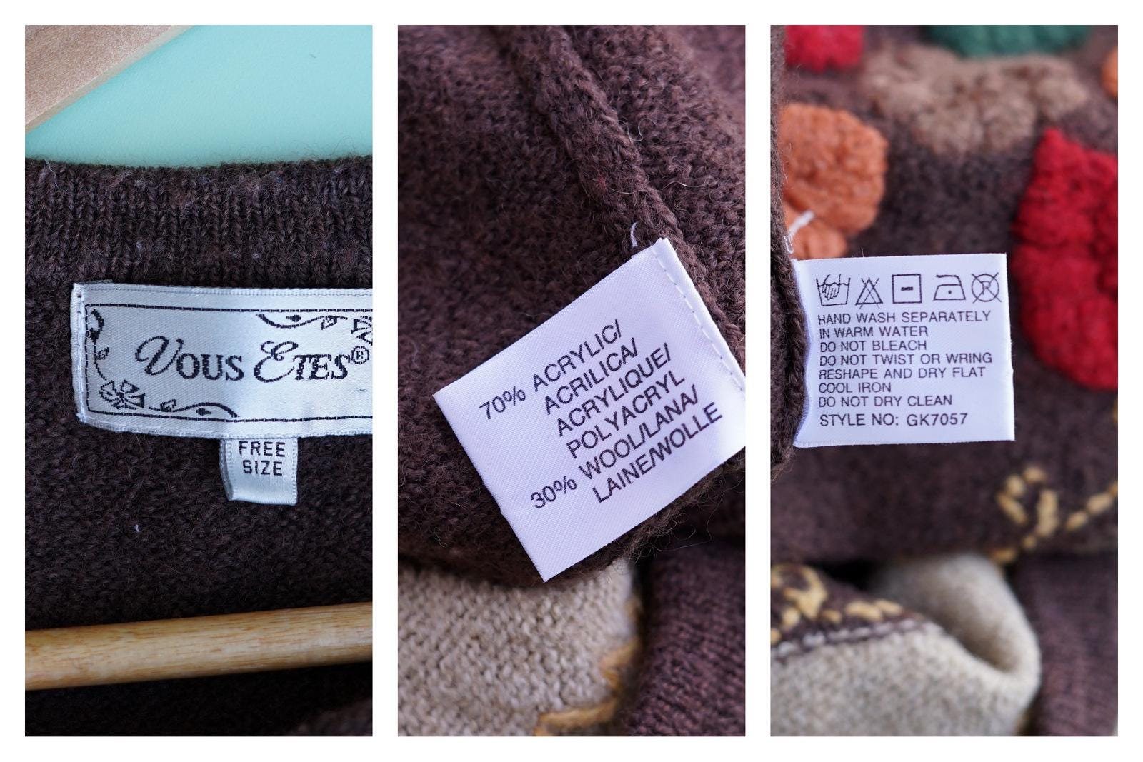 Vintage Embroidered Wool Blend Cardigan, Fall Knit, Size S-L - Etsy