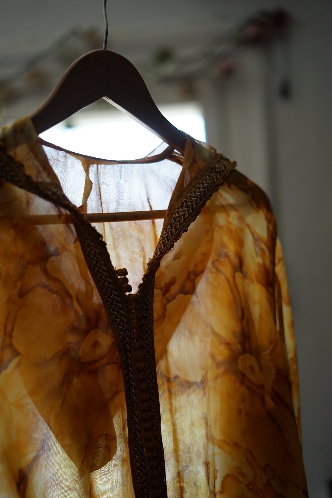 Vintage 70s, 80s Style, Self Made, Rust Dye Vibe Yellow Floral Print ...