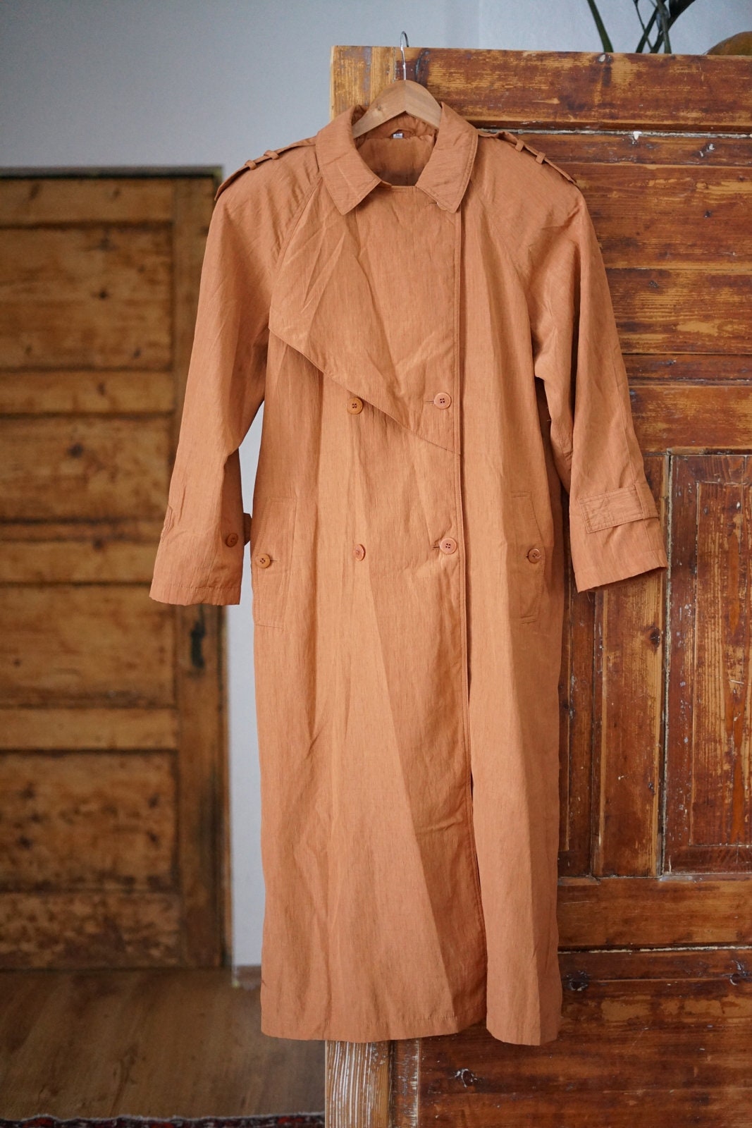 Vintage Rust Orange Color Trench Coat, Duster Coat, Windbreaker - Etsy
