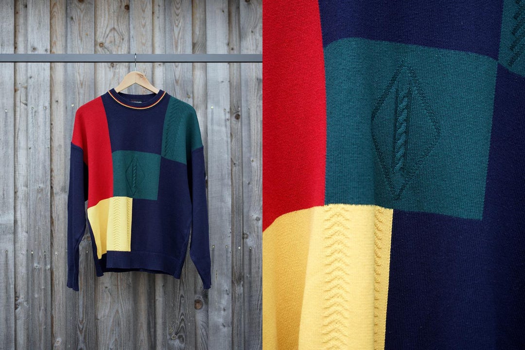 Vintage Pierre Cardin Color Block Sweater, 80s 90s Pullover - Etsy