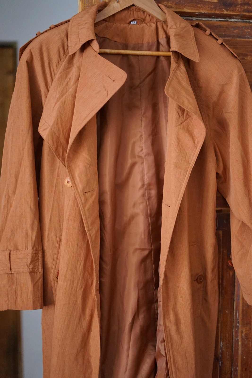 Vintage Rust Orange Color Trench Coat, Duster Coat, Windbreaker - Etsy