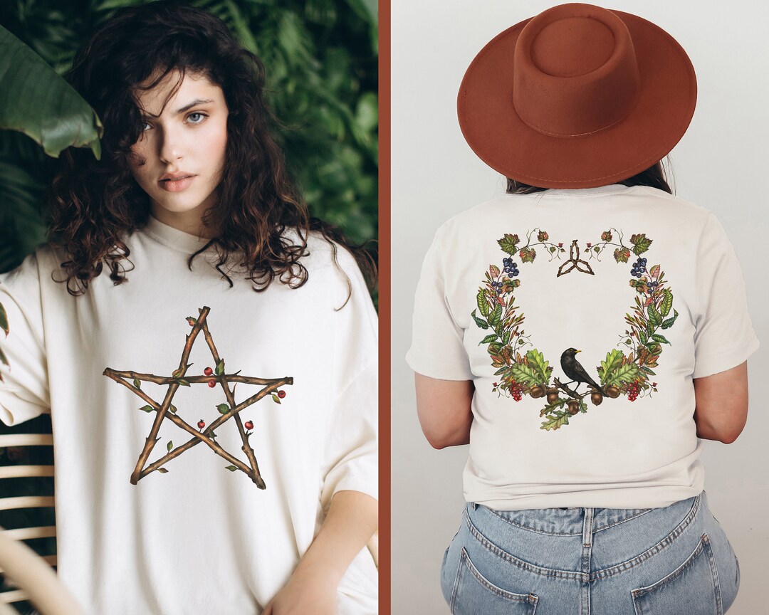 Witchy Pentacle T-shirt 7 Colours S-3XL, Triskelion Back Print, Pagan ...