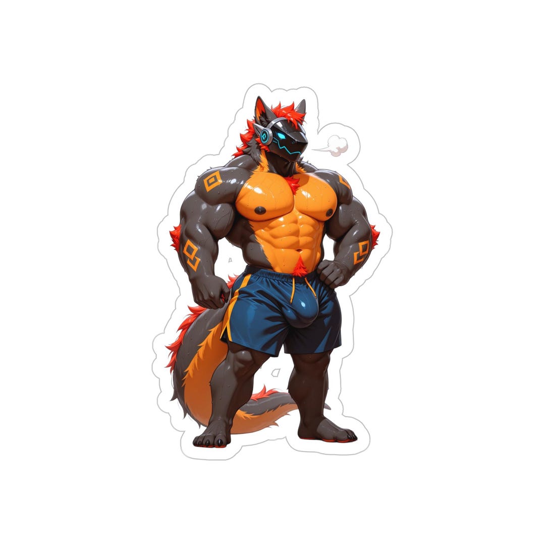 Transparent Die-cut Outdoor Sticker - Sweaty Muscle Build Protogen - Etsy