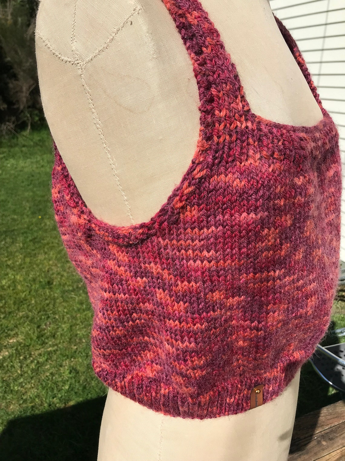 Hand Knit New Zealand Wool & Alpaca Cropped Cami Tank Top in Red ...
