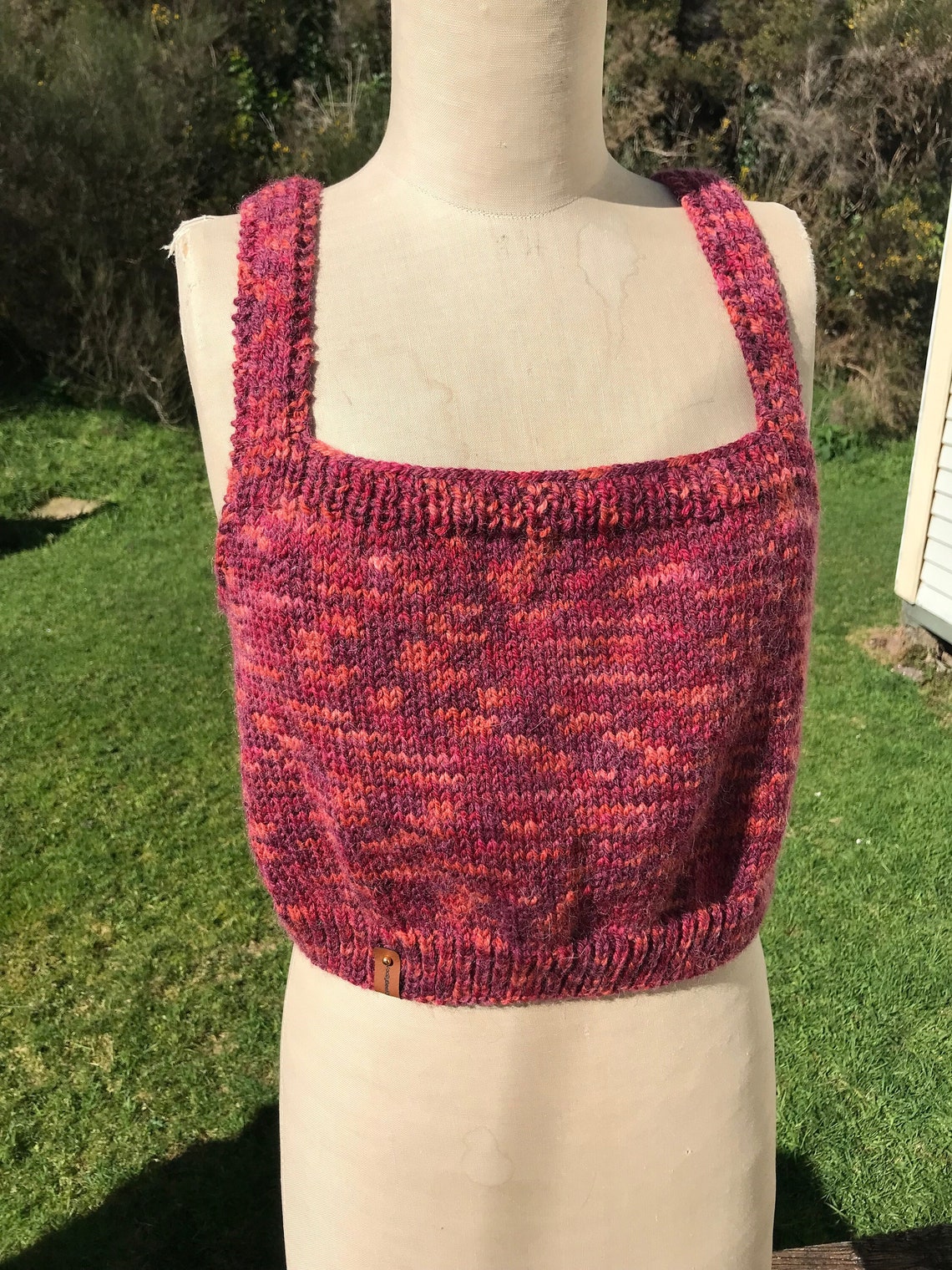 Hand Knit New Zealand Wool & Alpaca Cropped Cami Tank Top in Red ...