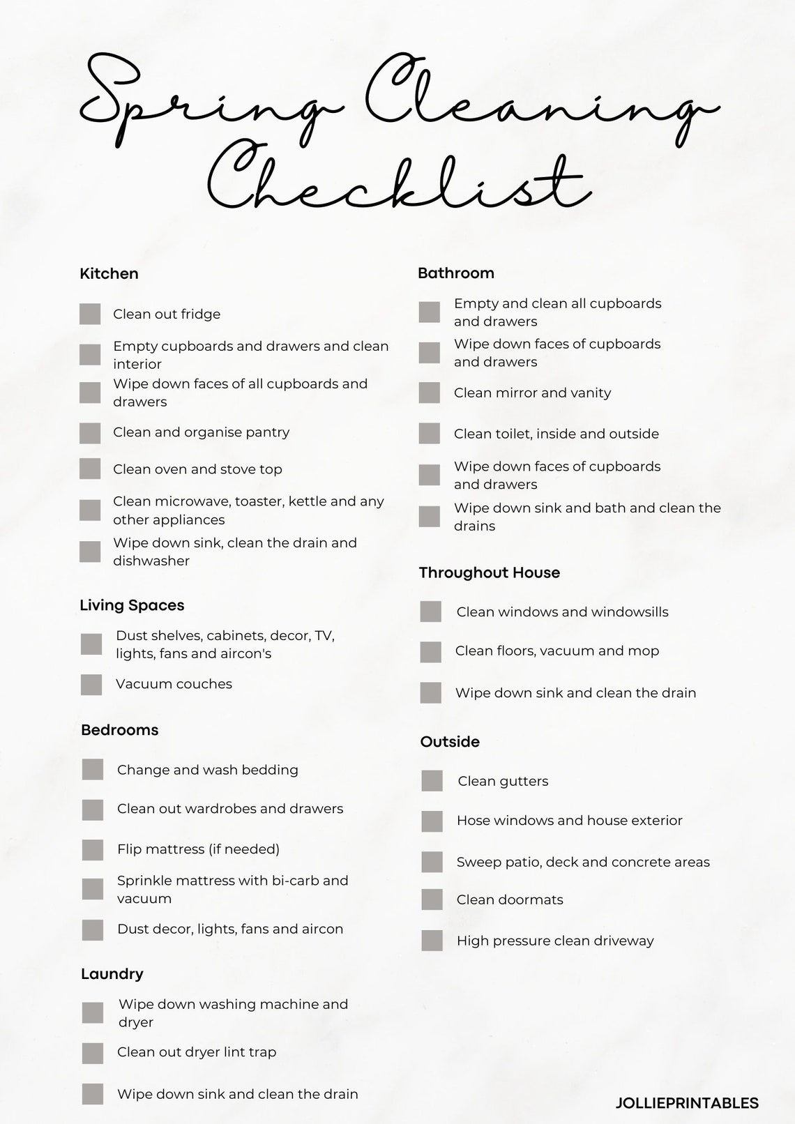 Spring Cleaning Checklist Printable PDF Digital File - Etsy