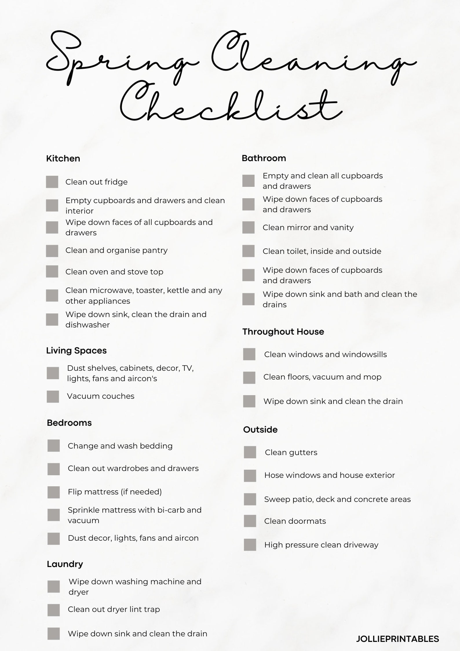 Spring Cleaning Checklist Printable PDF Digital File - Etsy