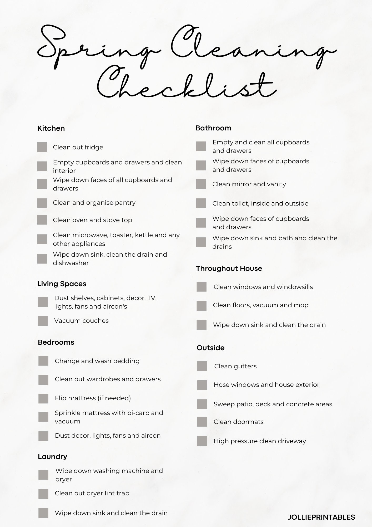 Spring Cleaning Checklist Printable PDF Digital File - Etsy
