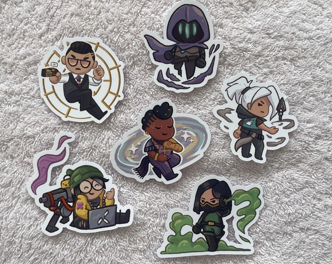 Cute Valorant Chibi Agents Matte Die Cut Sticker Bundle Jett, Omen ...