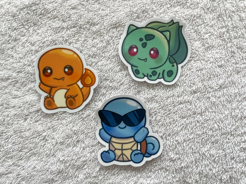Cute Pokemon Chibi Matte Die Cut Sticker Bundle Charmander, Ditto ...
