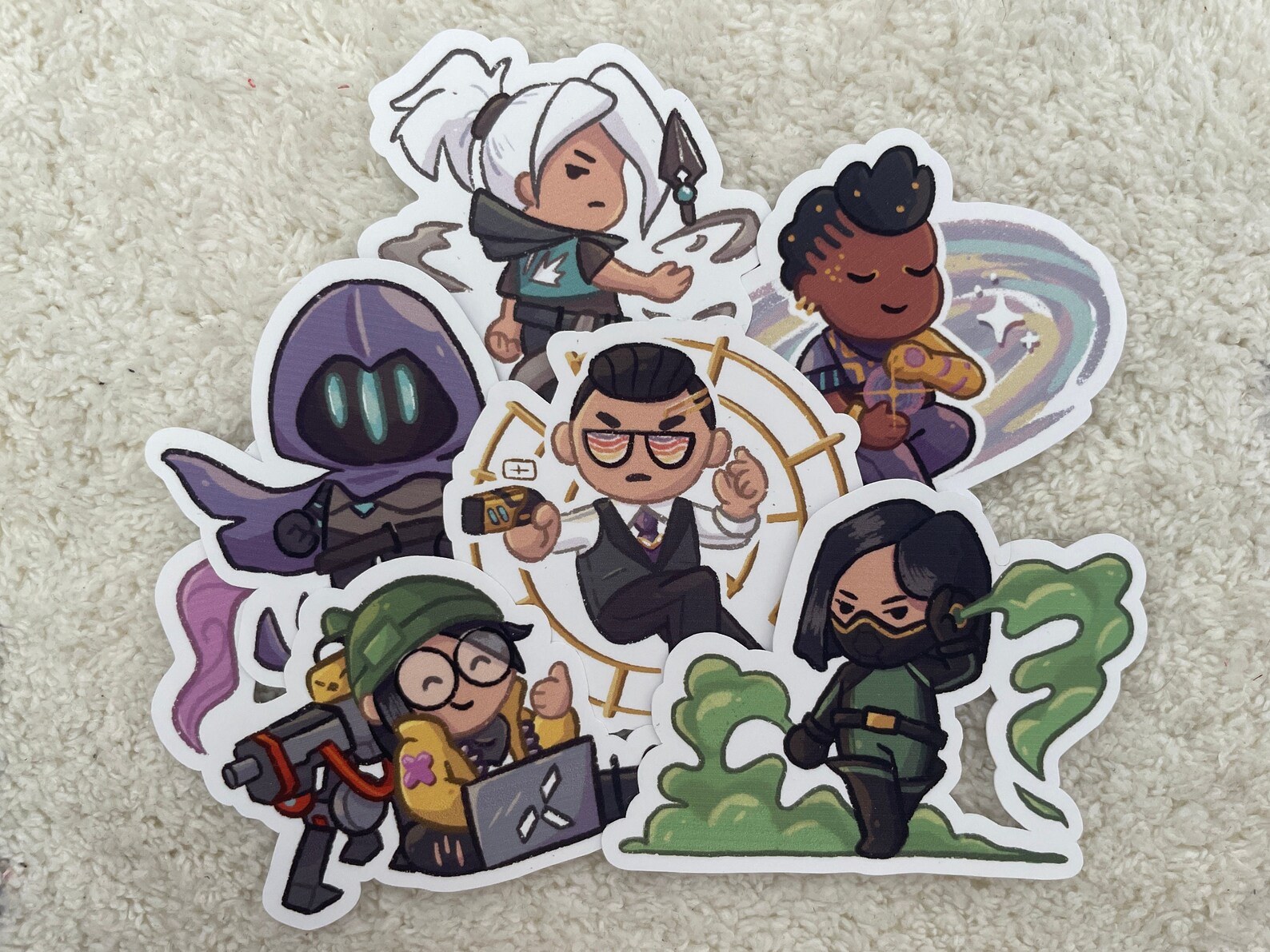 Cute Valorant Chibi Agents Matte Die Cut Sticker Bundle Jett, Omen ...