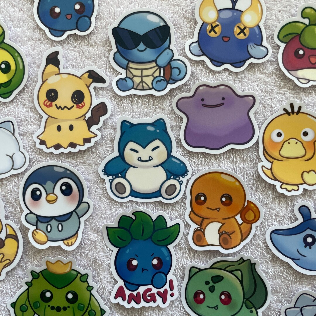 Cute Pokemon Chibi Matte Die Cut Sticker Bundle Charmander, Ditto ...