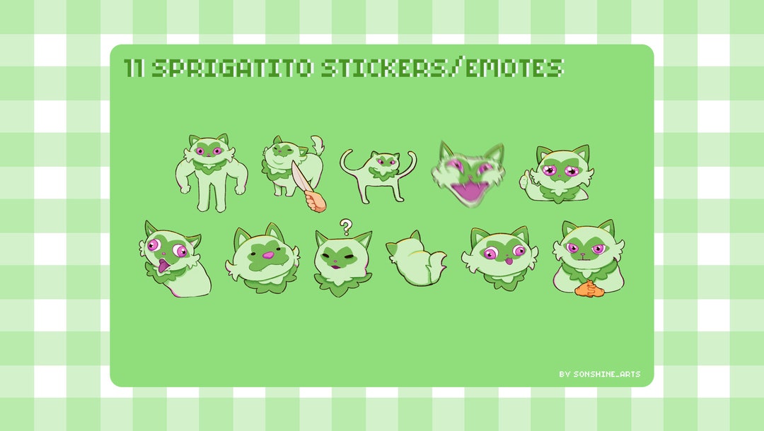 11 Sprigatito Meme Stickers/emotes - Etsy