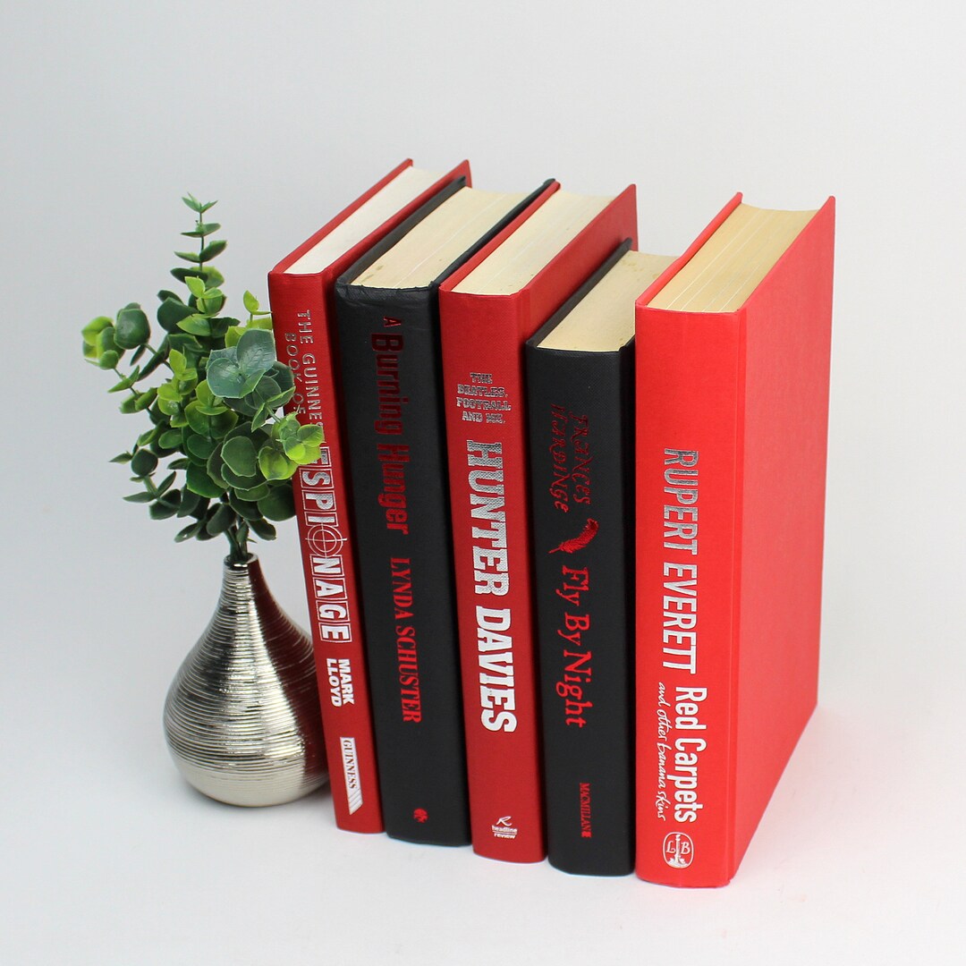 Red and Black Modern Bookstack. A Set of 5 Decorative Books for a ...