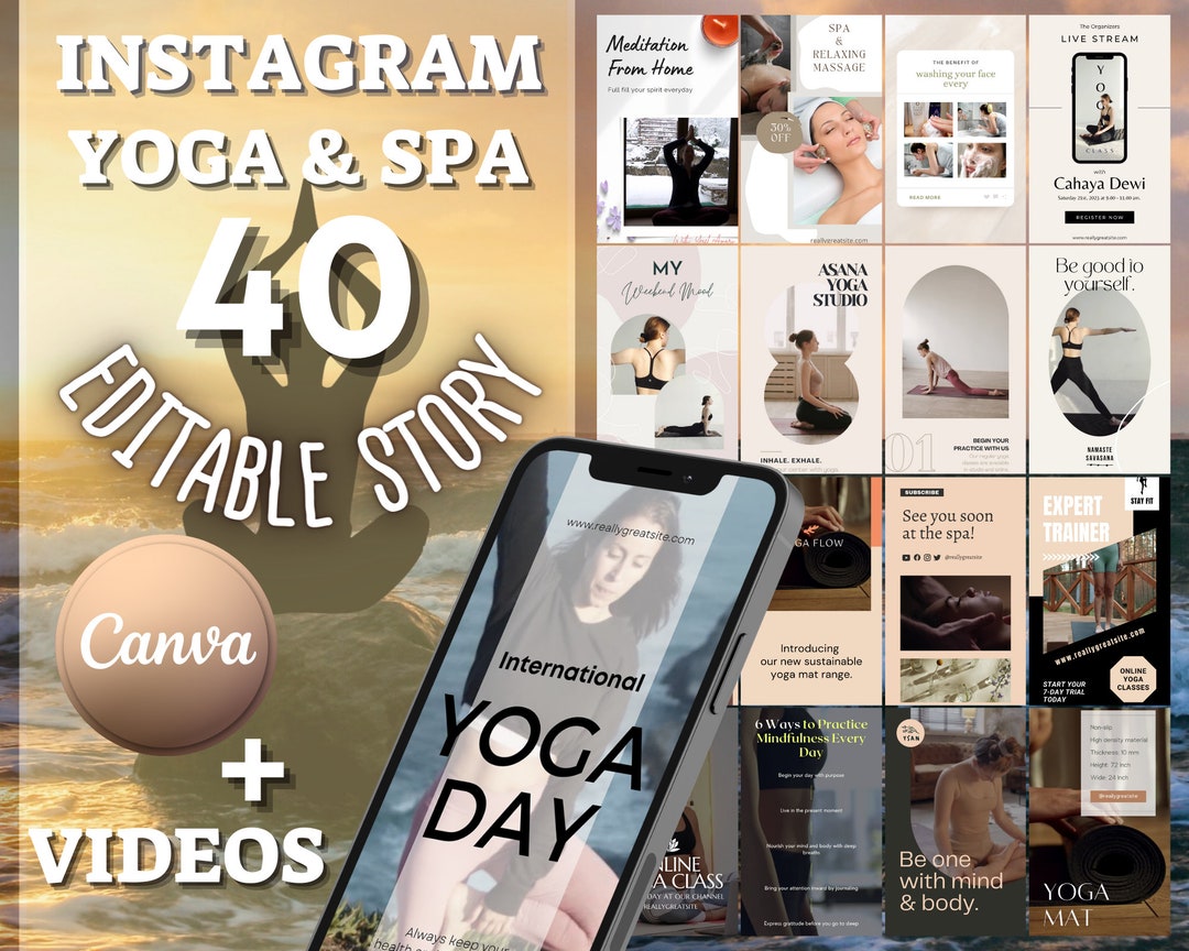 40 Professional YOGA & SPA Story Templates + VIDEOS - Canva Designs ...
