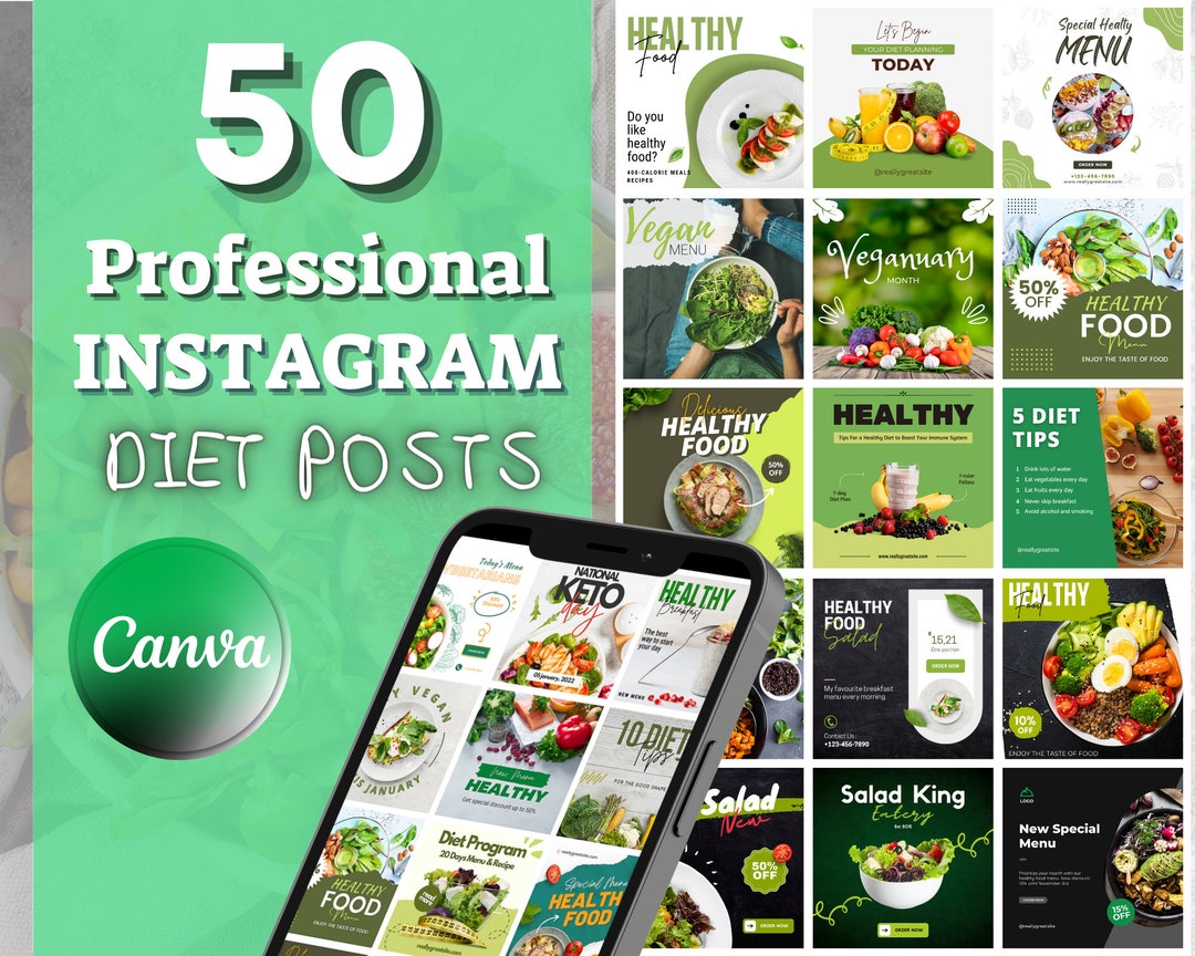 50 Professional DIETS Post Templates - Colorful CANVA Designs ...