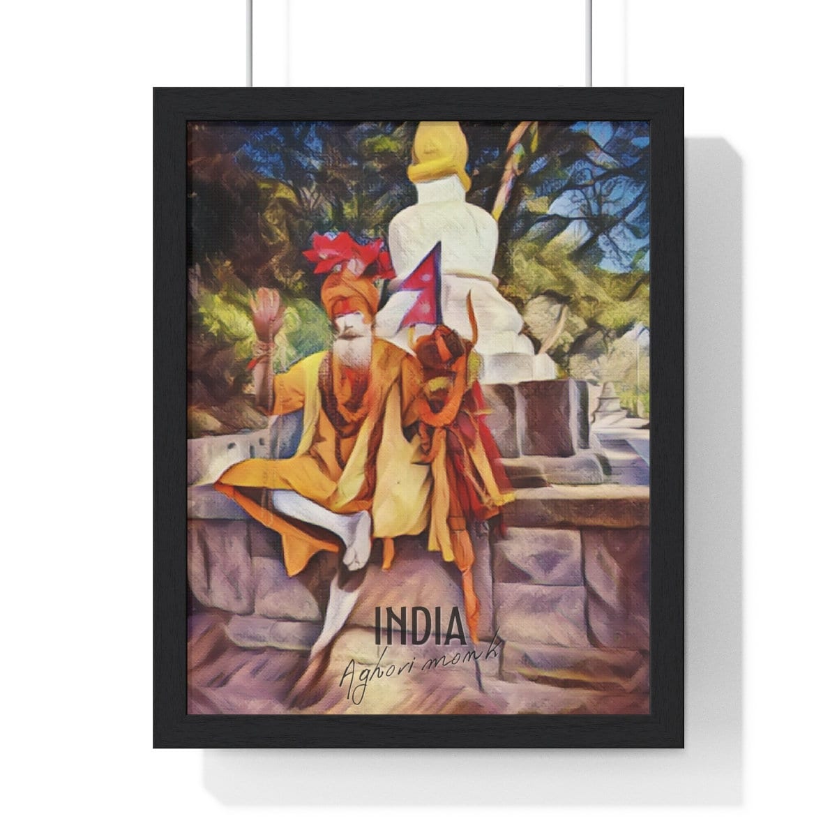 Monk AGHORI BABA Meditating Hindu Temple India Illustration Drawing ...