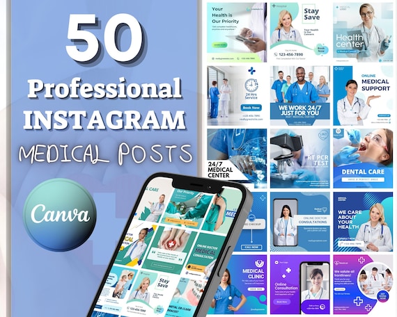 50 Professional MEDICAL Post Templates Canva Designs | Etsy