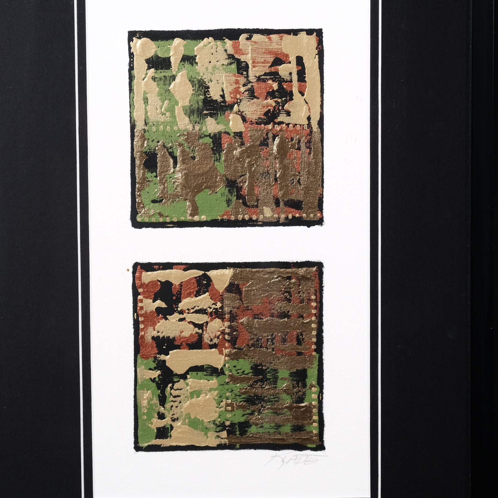 Klade Abstract Metallic Triptych on Paper Matted, Framed & Ready to ...