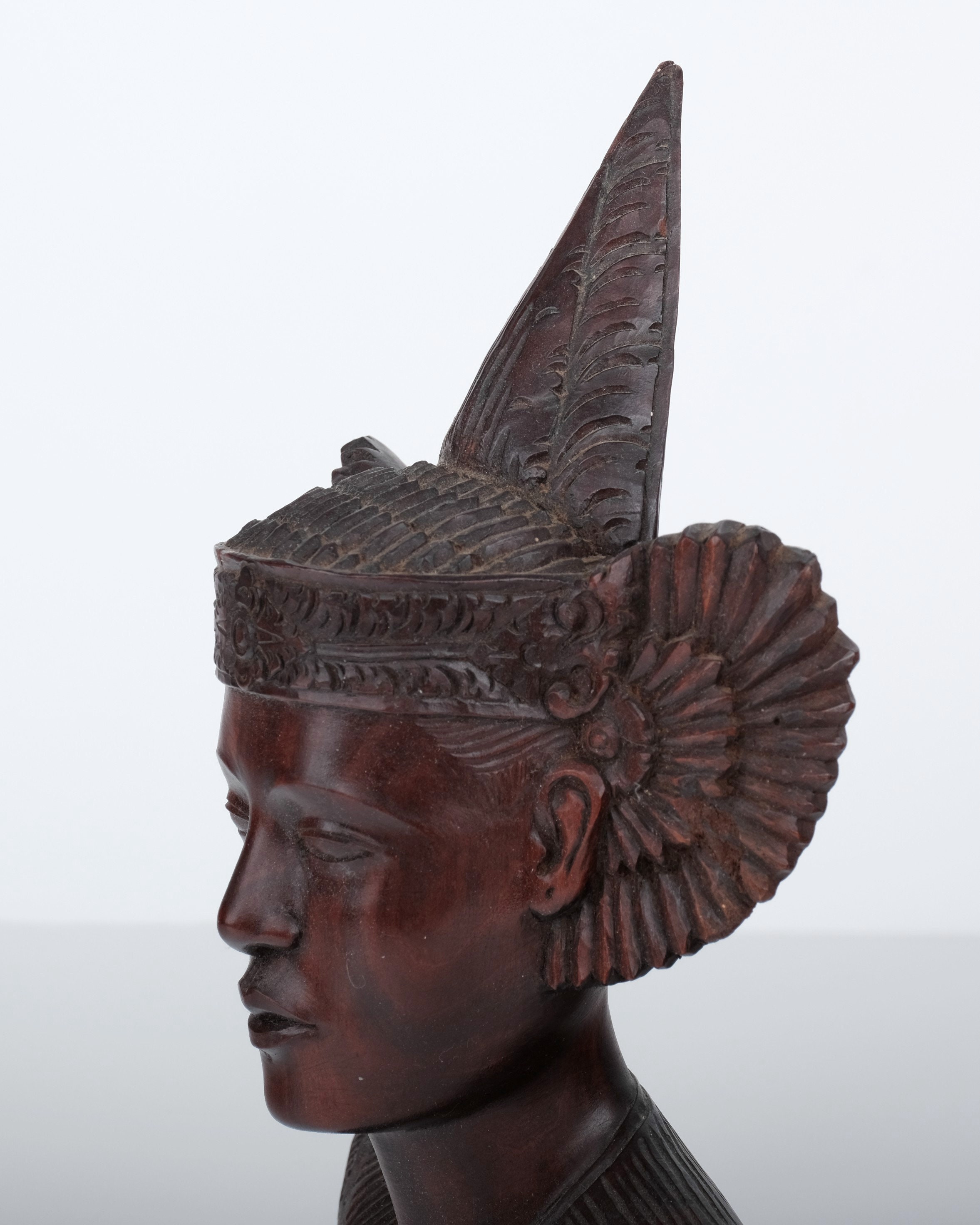 Antique Cambodian (?) Hand Carved Man Bust Sculpture W/ Traditional ...