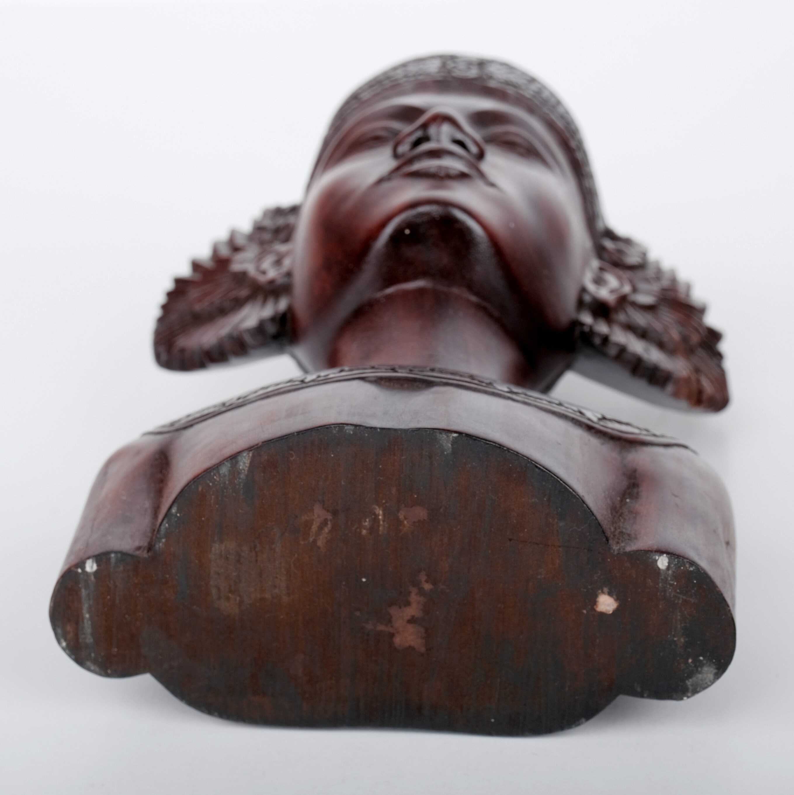 Antique Cambodian (?) Hand Carved Man Bust Sculpture W/ Traditional ...